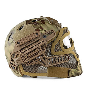 PJ Fast Tactical Helmet Airsoft Paintball Protective Helmet Full Face Mask Goggles Outdoor Sports Hunting CS Game