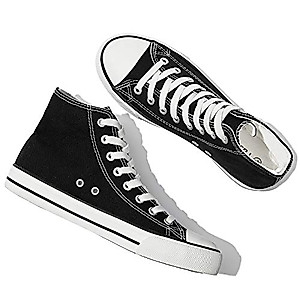 yageyan Womens High Top Canvas Sneakers Lace up Fashion Shoes for Women Casual Classic（Black,8）