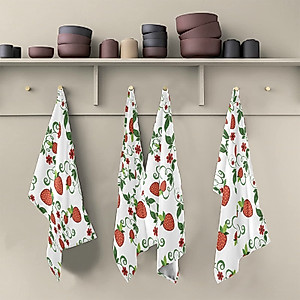 ALAZA Strawberry Decorative Kitchen Dish Towels 1 Piece,Soft and Absorbent Kitchen Hand Towels Home Cleaning Towels Dishcloths,18 x 28 Inch