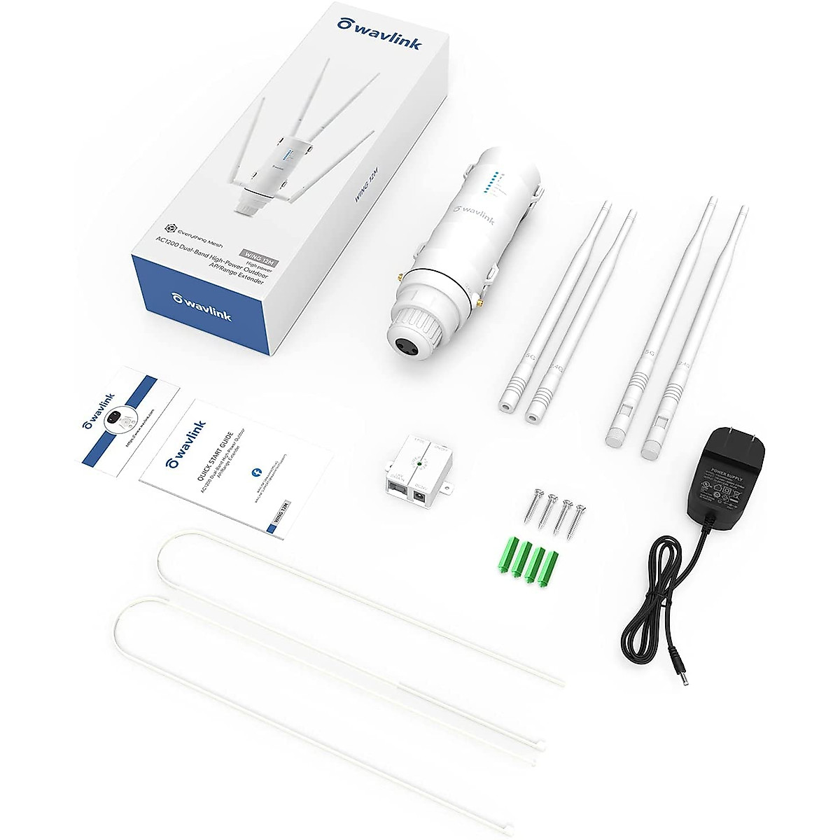 AC1200 Dual Band 2.4+5GHz 1200Mbps Long Range Outdoor WiFi Mesh Extender with Ethernet Port & 4 Antennas, Weatherproof Outside Access Point (AP)/Wireless Repeater/Signal Booster Amplifier (WN572HP3)