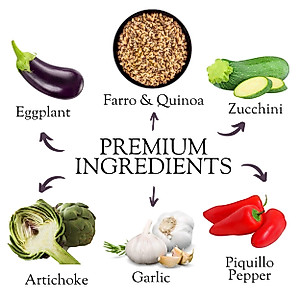 Kitchen & Love Cooked Farro, Grilled Vegetables & Herbs, Ready to Eat, Shelf Stable, Non Gmo, Dairy Free, Plant Based, Kosher, Vegan, Vegetarian, 7.9 Oz (6-Pack)