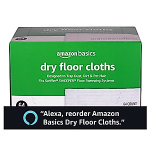 Amazon Basics Dry Floor Cloths to Clean Dust, Dirt, Pet Hair, 64 Count (Previously Solimo)