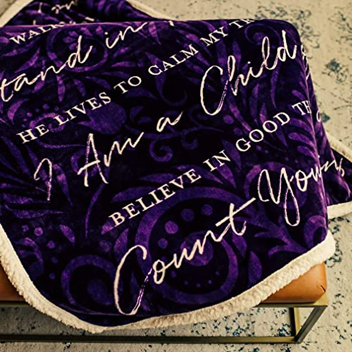 LDS Words of Faith Sherpa Fleece Throw Blanket with Inspirational Phrases for Members of LDS Church