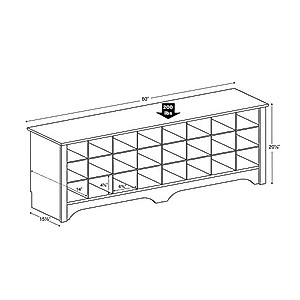 Pemberly Row 60" Contemporary Shoe Cubby Bench in Black