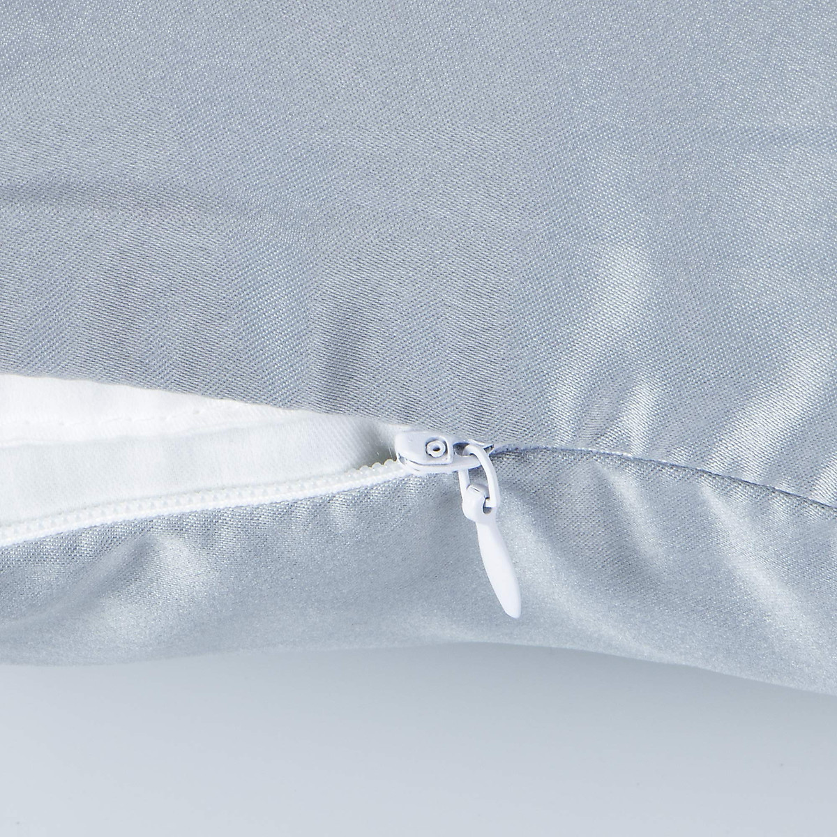 NTBAY Zippered Silk Satin Toddler Pillowcases - 2 Pack Hidden Zipper 13x18 Pillowcases - Luxury and Silky Baby Travel Pillow Covers, Silver Grey