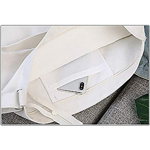 Belsmi Womens Ladies Girls Zippers Large 16" Heavy Lightweight Cotton Polyester Shoulder Bag Shopping Retro Casual Handbags Canvas Totes Bag (Pink)