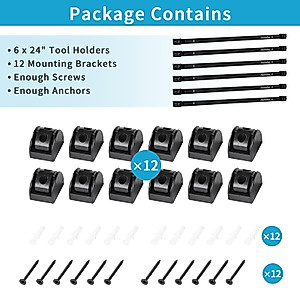 Rechabite 6 Pieces 24" Magnetic Tool Holder Strip, Black Magnet Bar, Metal Tool Organizer Rack for Garage Organization, Easy To Install in Workshop, Mounting Screws Included