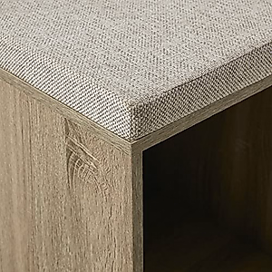 510 DESIGN Zeus Storage Bench - 3 Cubeicals Bedroom Organizer, Padded Ottoman Foot Rest for Living Room, Entry Way Home Furniture w/Upholstered Seat Cushion, 15" W x 38" L x 18" H, Grey