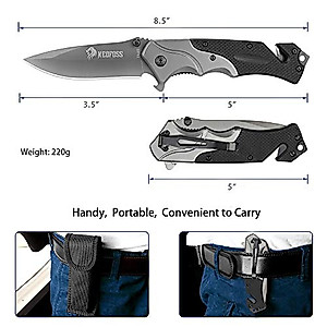 NEDFOSS Pocket Knife for Men, 4-in-1 Multitool Folding Knife with Glass Breaker, Seat Belt Cutter, Bottle Opener, Survival Knife for Emergency Rescue Situations, Home Improvements (FA49)