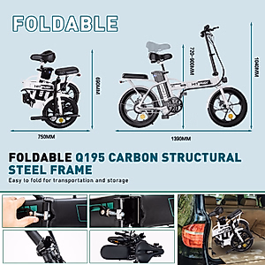 HITWAY Electric Bike for Adults, E Bike with 36V/12Ah Removable Battery 16"×3.0 Fat Tire Folding Electric Bicycle with 500W Motor 20MPH/20-45Miles Mountain E Bike for Men Women, IP54, UL2849 Certified