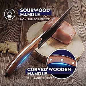 Huusk Knife Japan Kitchen, Upgraded Viking Knives with Sheath Hand Forged Butcher Knife for Meat Cutting Japanese Cooking Knife Meat Cleaver Huusk Chef Knives for Kitchen and Outdoor Camping, BBQ