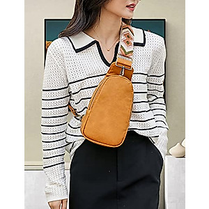 Ocahuel Women Sling Bags Crossbody Chest Bag Purse Vegan Leather Satchel Daypack Guitar Strap Boho Shoulder Backpack Traveling Hiking Yellow