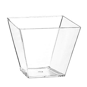 Tosnail 80 Pack 3.5 Oz Square Clear Plastic Mini Dessert Tumbler Cups with 100 Pieces Dessert Spoons