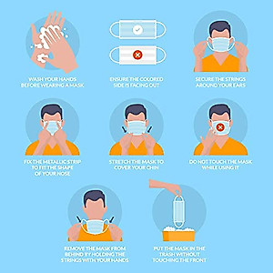 OxGord Artnaturals Face Mask - 50 Disposable Ear-Loop Masks - Protection from Dust, Pollen, and More - Mouth Cover Ideal for Everyday Use (Blue)