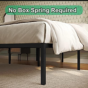 FALOIC Queen Bed Frame 16 Inch Black Metal Platform Bed Queen Size of Heavy Duty Noise Free, No Box Spring Needed, Easy Assembly Mattress Foundation…
