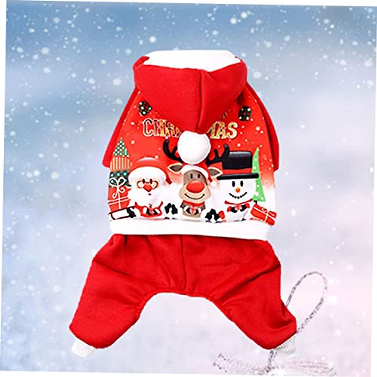 Mipcase Santa Clothes- Xmas Party Dog for Cartoon Claus Christmas Dress Pants Funny Hoodie Costume Outfit Cats Apparel Soft Red Feet Snowman Lovely Outfits Up Warm Puppy Cute Jumpsuit Pet