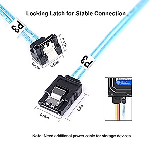 ADCAUDX SATA-III Cable:0.5M, 4Pcs/Set-SATA Cable 90-Degree Right-Angle SATA-Data Cable SAS/SATA-6Gbps Cable for Server-Raid Computer SDD HDD CD DVD Drives (1.6FT)
