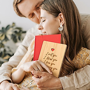 Valentines Day Cards, Anniversary Card for Wife Husband, I Love You This Much Wood Valentines Day Cards, Handmade Love Cards Valentine Card Valentines Day Gifts for Him Her