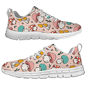 bymme Womens Girls Cute Cartoon Mushroom Shoes,3D Print Personalited Soft Tennis Walking Sneakers Gifts for Friends,Men Size 3.5,Women Size 5.5