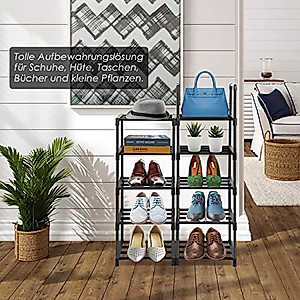 Hossejoy 10 Tiers Tall Shoe Rack, Metal Shoe Rack Organizer, Narrow Shoe Shelf Storage, Space Saving Shoe Stand for Narrow Space, Bedroom, Living Room, Hallway, 28 x 30.5 x 175 cm, Black