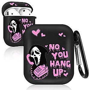 Scream Ghost Airpod Case 2nd Generation - Ghostface Airpods 2nd/1st Generation Case Cover - Horror Funny Cool Case for AirPods 2nd&1st Generation with Keychain (Black)
