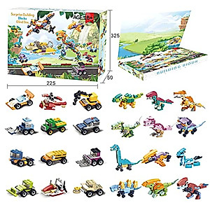 PANW Christmas Advent Calendar Building Toy Set，24 Days Racing Car Dinosaur Construction Kit, Mystery Box Advent Calendars Surprise Christmas Bricks Gifts for Kids Boys Girls Compatible with Lego (400+Pcs)
