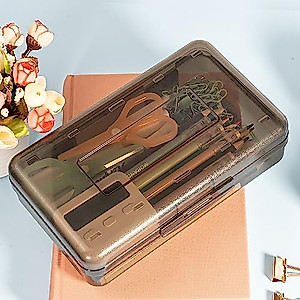 DANRONG Pencil Box, Large Capacity Pencil Case, Plastic Pencil Boxs for Kids Girls Boys Adults, Hard Crayon Box Storage with Snap-Tight Lid for School Office Supplies