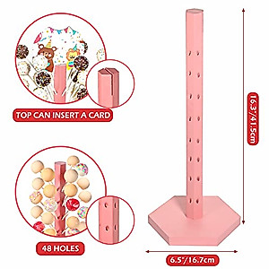 Webake Cake Pop Stand, 48 Holes Wood Lollipop Tree Holder Display Stand Wooden Sucker Cake Pop Drying Stand for Wedding Birthday Baby Shower Parties
