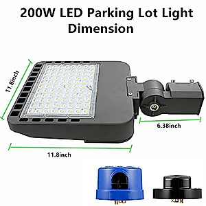 WHLED 200W Outdoor LED Parking Lot Light with Slip Fitter, 5000K Daylight 28000LM 750W HPSHID Equiv,[Dusk to Dawn Photocell&Shorting Cap Included] ETL Commercial Lighting Fixture Bronze