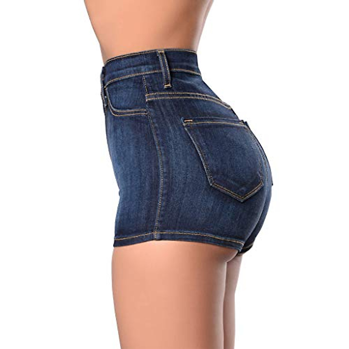 Fashion Slim Shorts ,THENLIAN Women Juniors Body Enhancin Denim Jeans Stretch Slim Fitness Short Pants (XXL, Dark Blue)