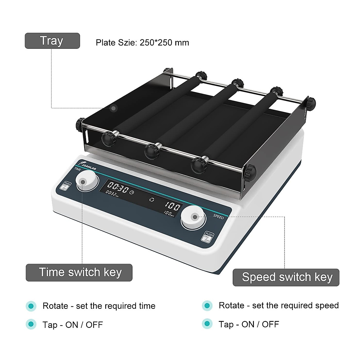 JOANLAB Lab Orbital Shaker Mixer 40-200rpm Adjustable, Timed and Continuous Modes,Digital Orbital Rotator Shaker (OS-20PRO)