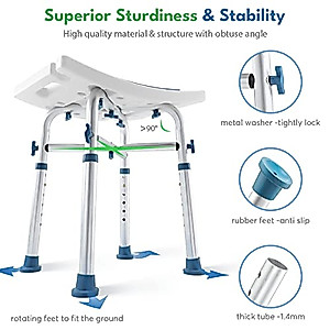 Auitoa Heavy Duty Shower Chair 500lb, Shower Chair for Inside Shower with Handle and Shower Head Holder, Tool-Free Adjustable Bariatric Shower Bench for Bathtub, Stable Bath Seat for Seniors