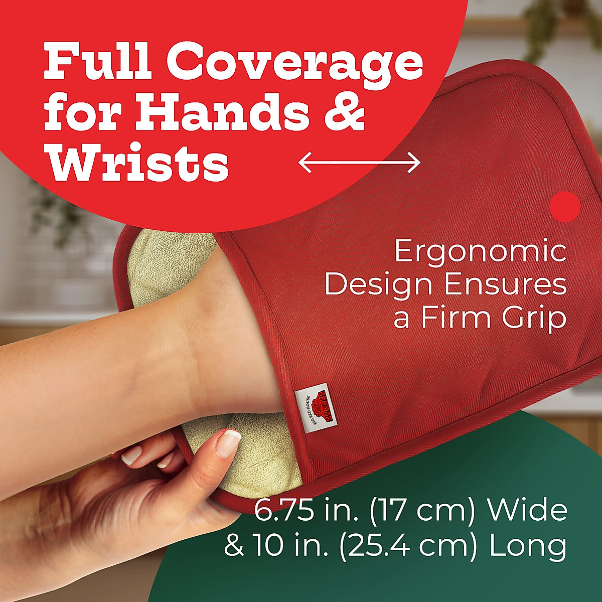 Pot Holders for Kitchen Heat Resistant, Set of 2, Silicone Pot Holders for Kitchen and Baking, Red