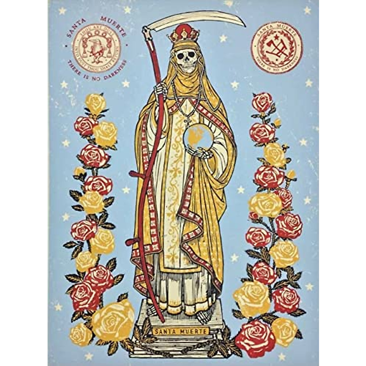 Holy Death (Santa Muerte) 7 Day Candle- Santisima Muerte Vela, Santisima Muerte - Holy Death Candle, Goth Decor, Candle, Green,red,yellow,blue,black