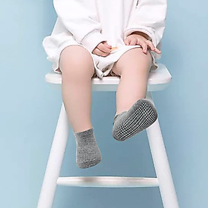Kepairtia 12 Pair Toddler Socks with Grips Non-skid Baby Boys Girls Kids Cotton Socks
