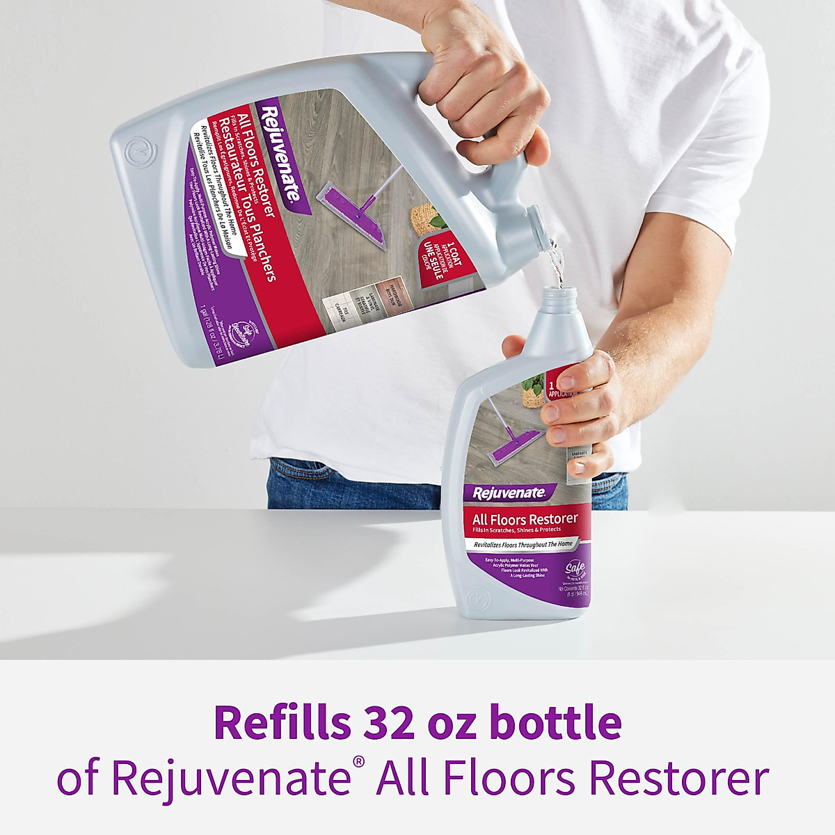 Rejuvenate All Floors Restorer and Polish Fills in Scratches Protects & Restores Shine No Sanding Required (128 oz)