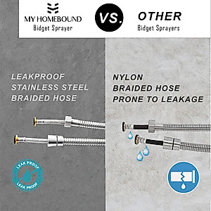 My Homebound Handheld Toilet Bidet Sprayer, Stainless Steel Jet Sprayer kit, Bathroom Bidet with Adjustable Water Pressure, Easy to Install Bidet Faucet Sprayer for Baby Cloth Diaper Cleaning