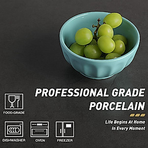 Sweejar Ceramic Fluted Bowls, Soup Bowls Set, 17 OZ Portion Control Bowls for Ice Cream, Dessert, Cereal, Fruit, Salad, Pasta, Dishwasher & Microwave Safe - Set of 4 (Turquoise)