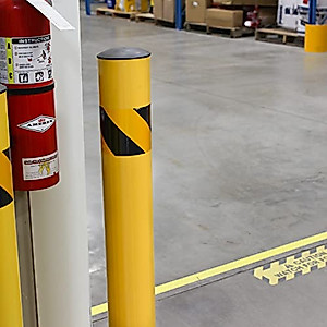 BISupply Safety Bollard Post Parking Barrier 1 Pack - 42in Yellow Pipe Bolt Down Bollard for Garage Lot
