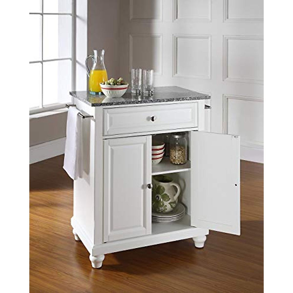 Crosley Furniture Cambridge Cuisine Kitchen Island with Solid Grey Granite Top - White