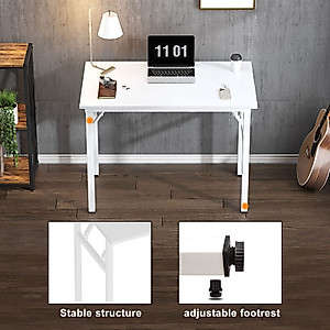 Need Small Computer Desk 31.5 inches Folding Table No Assembly Sturdy Small Writing Desk Folding Desk for Small Spaces, White