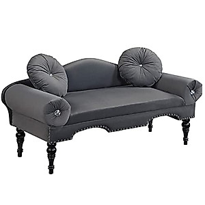 Sofas 54” Width Velvet Upholstered Loveseat Sofa Accent Bedside Entryway Bench 2 Seater Couch Settee for Living Room
