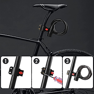 Bike Lock, [4ft/1.2m] Diyife Bike Locks Cable, Outdoor Anti-Theft Bicycle Lock with 2 Keys, Weatherproof Heavy Duty Bicycle Lock with Mounting Bracket Fits Bike, Motorcycle, Scooter