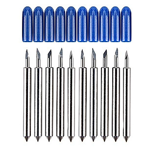 HQMaster 60 Degree Tungsten Steel Lettering Blade Vinyl Cutter Blades for Roland Cutting Plotter, Blue Cap Pack of 10