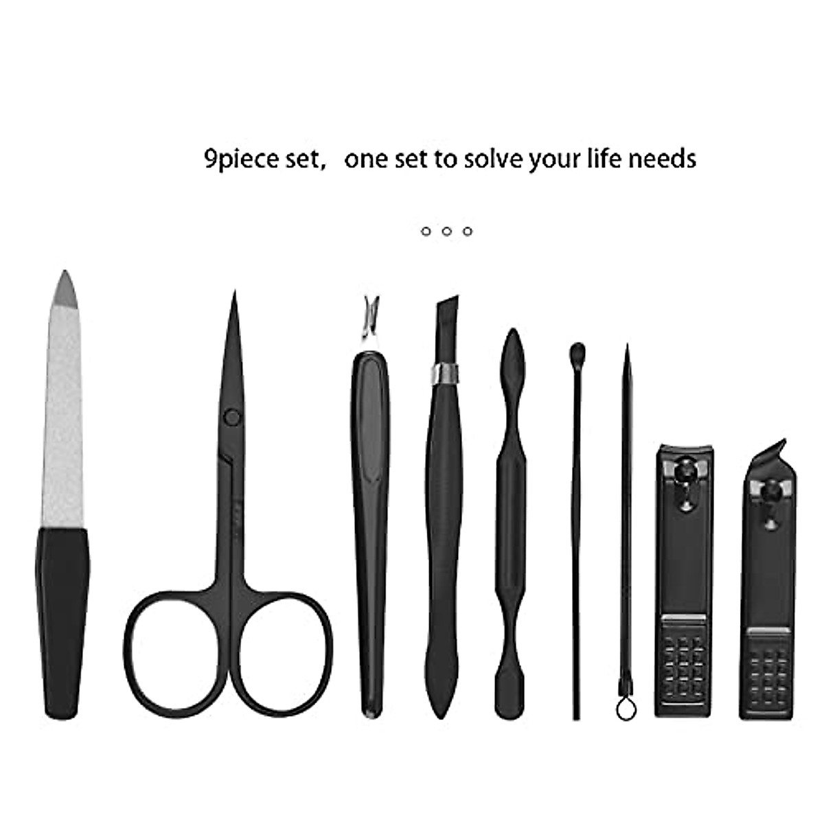 24&9 PCS Premium Nail Clipper Set,QIYAGE Nail Clippers（Black）, Nail Care Tools with Luxurious Portable Travel Case,Professional Grooming Gift Kit, Pedicure Kit, Stainless Steel Facial, Cuticle