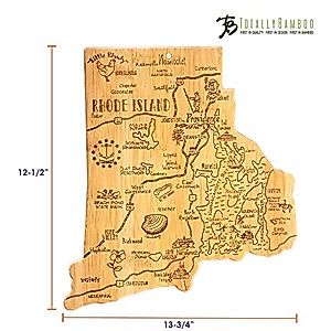 Totally Bamboo Destination Rhode Island State Shaped Serving and Cutting Board, Includes Hang Tie for Wall Display