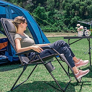Timber Ridge Balsam Deluxe Zero Gravity Lounger Oversize Outdoor Recliner Chair, Grey