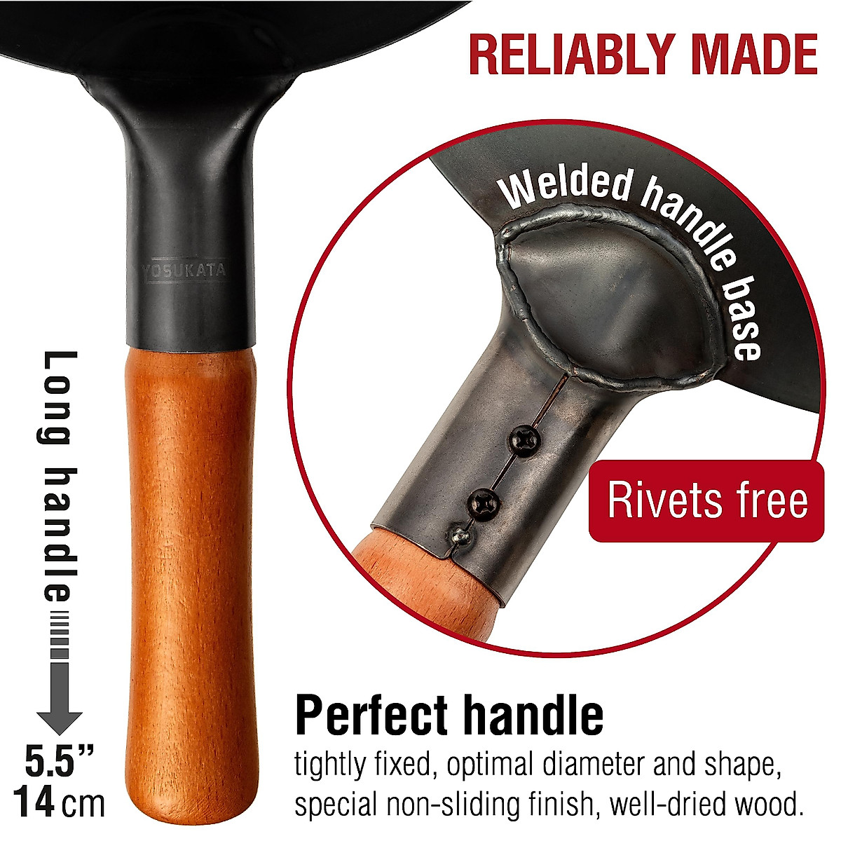 YOSUKATA Carbon Steel Wok Pan – 11,8 “ Woks and Stir Fry Pans + Pre-Seasoned Wok Utensils Set - Blue Carbon Steel 17-inch Wok Spatula, Wok Ladle, 3 pairs of Chopsticks Visit the Store