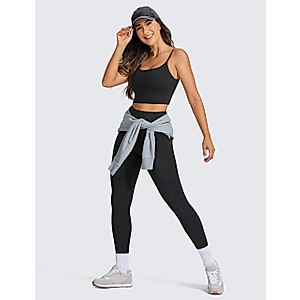 CRZ YOGA Adjustable Longline Sports Bra for Women - V Back Wireless Workout Padded Yoga Camisole Cropped Tank Tops Black Large