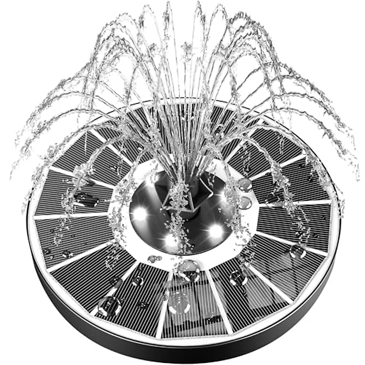 SZMP Solar Fountain 2024 Upgraded 100% Glass Panel, 3.5W Floating Solar Powered Water Pump Built-in 2000 Battery with 7 Nozzle & 4 Fixer, Solar Bird Bath Fountains for Garden, Pond, Outdoor (White)